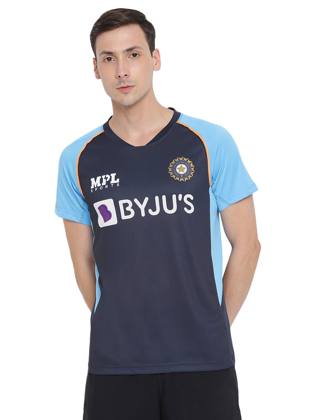 Buy Official ICC CWC-23 Men Blue Logo Printed Polyester Polo Collar T ...