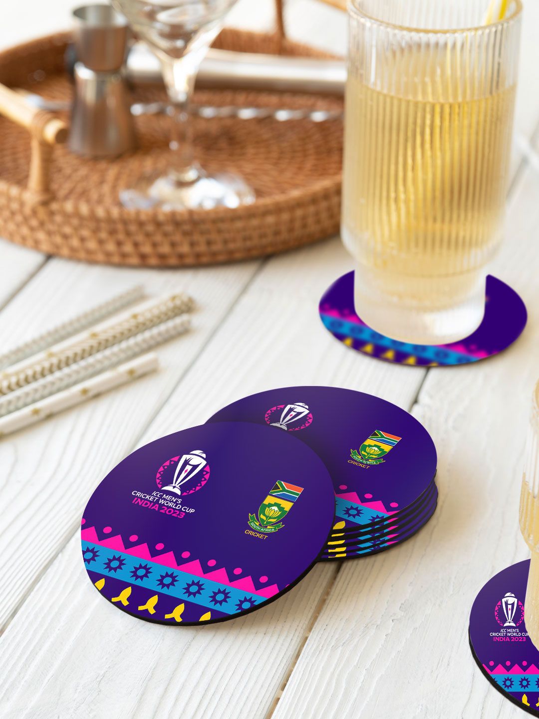 Buy Official ICC CWC-23 Team South Africa Circle Coasters-(Pack of 4 ...