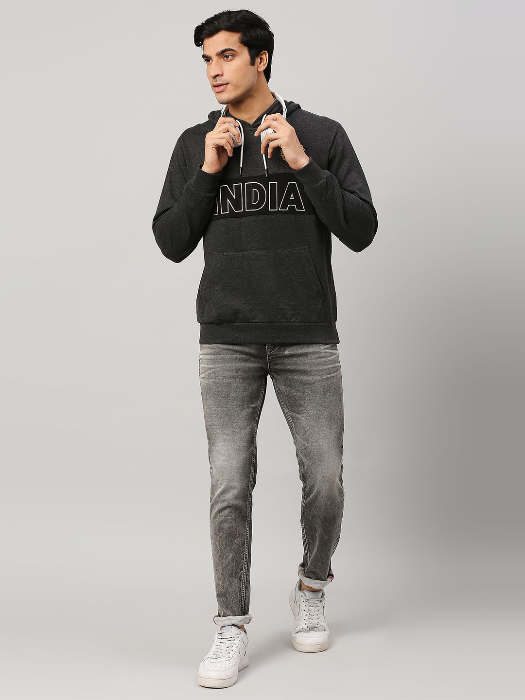 Buy Official ICC CWC-23 Men Anthra Melange Colourblocked Long Sleeves ...