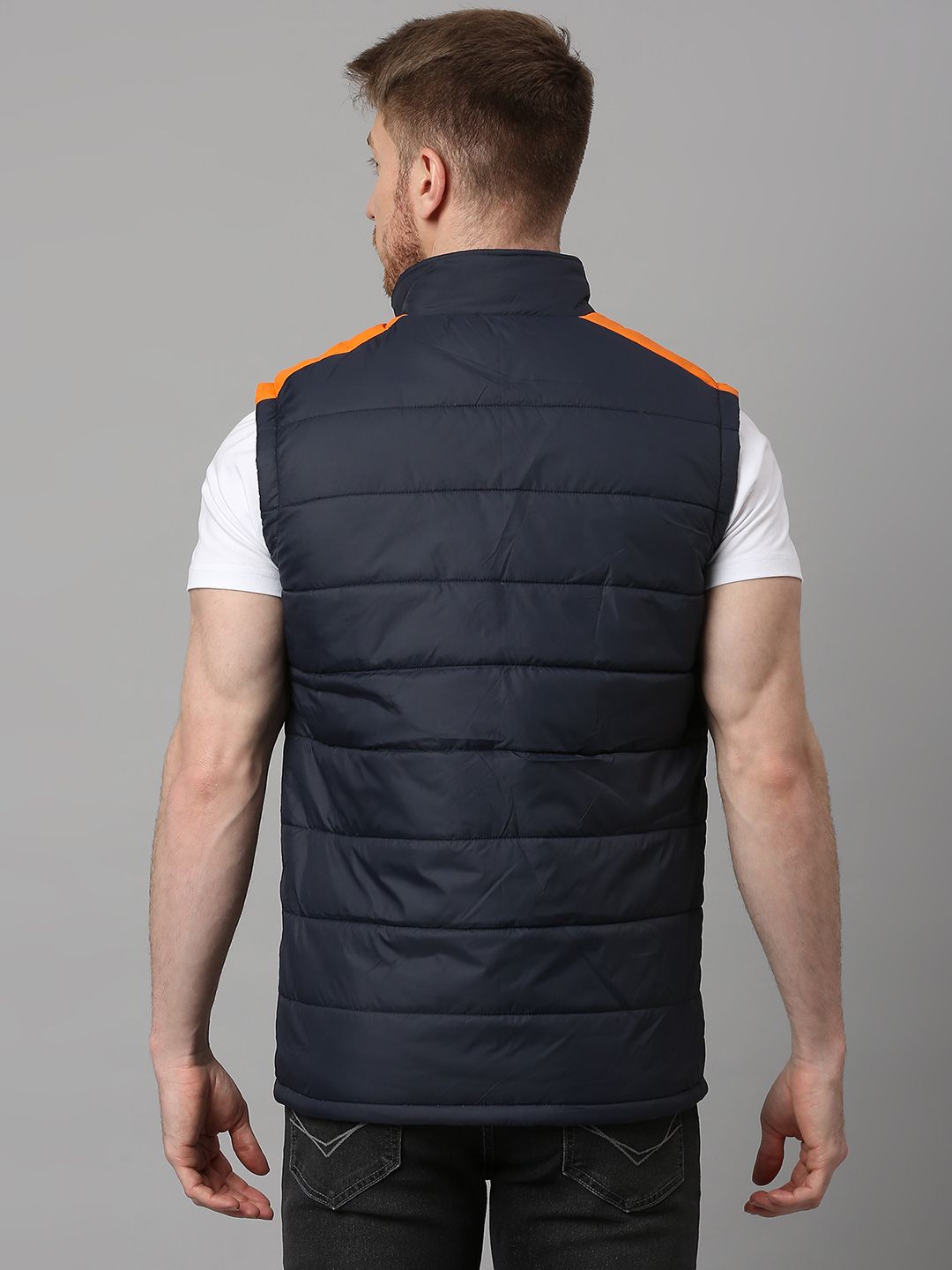 Buy Official ICC CWC-23 Men Navy Blue Colourblocked Sleeveless Standing ...