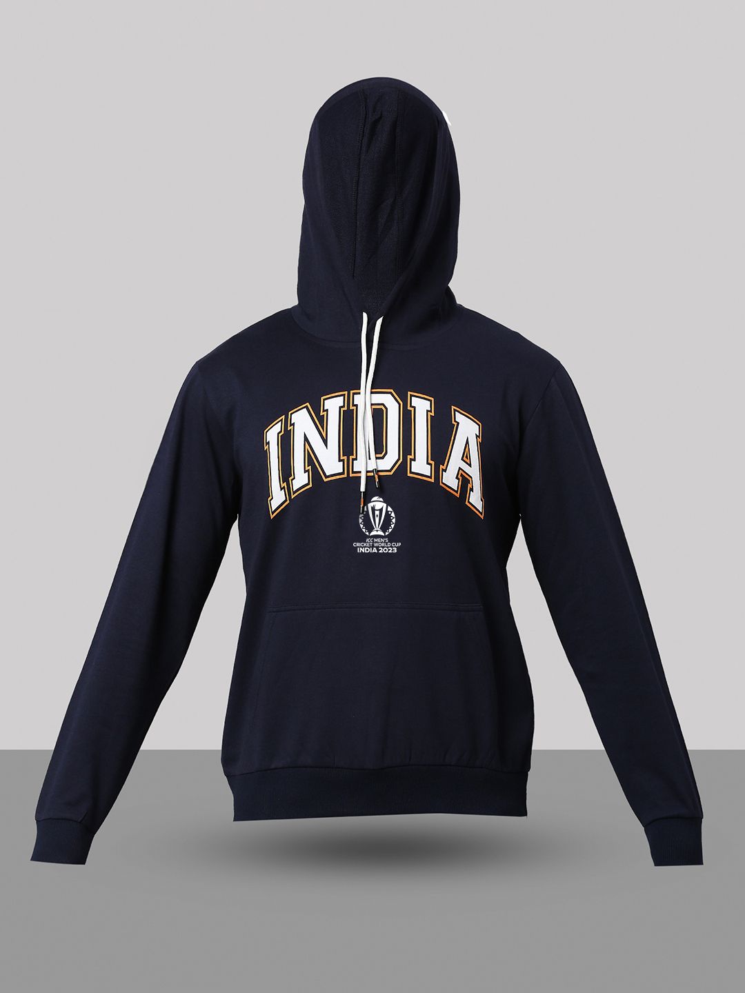 Buy Official ICC CWC-23 Men Navy Blue Solid Long Sleeves Round Neck ...