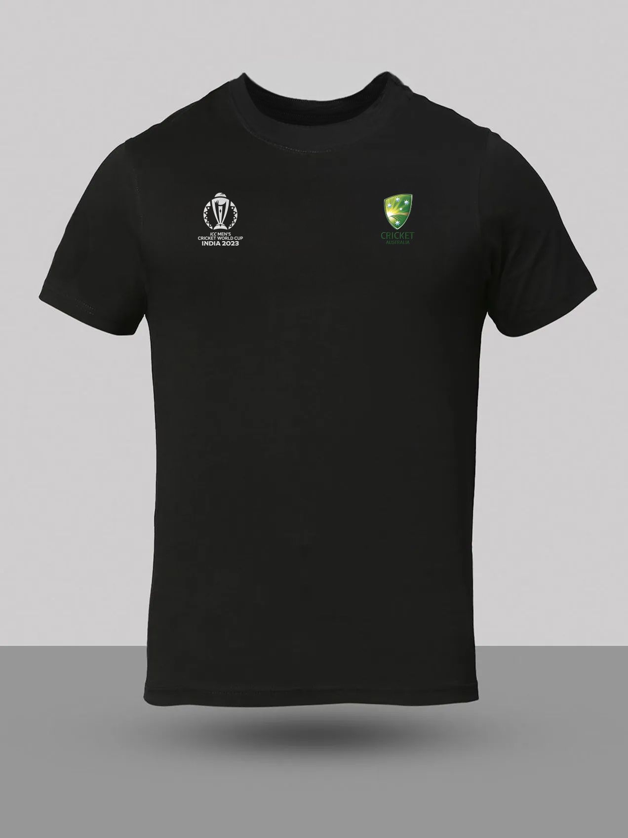 Buy Official ICC CWC-23 Men Black Logo Printed Round Neck T-Shirt From ...