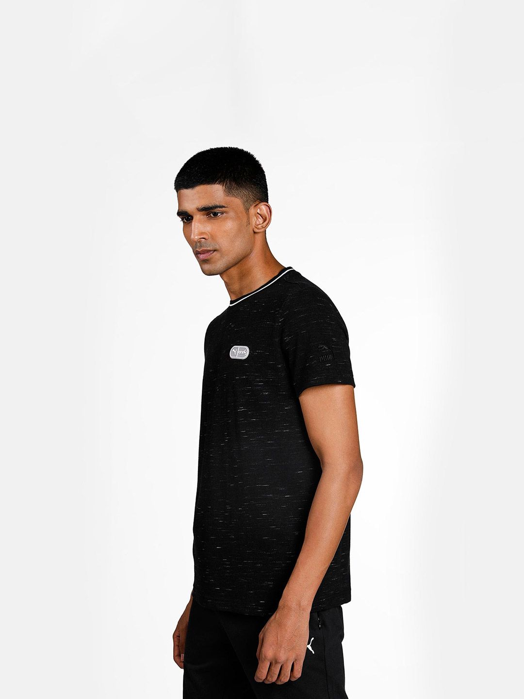 Buy Men Black Solid Stylized T-Shirts From Fancode Shop.