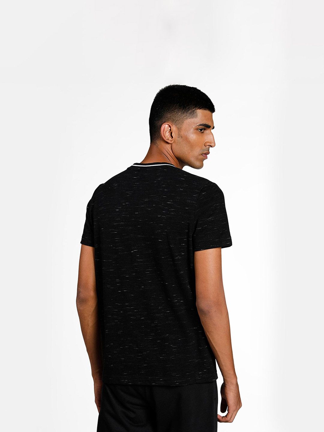 Buy Men Black Solid Stylized T-Shirts From Fancode Shop.