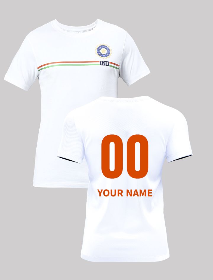 Buy Men White Brand Logo T-Shirt: Customised With Your Name By FanCode ...