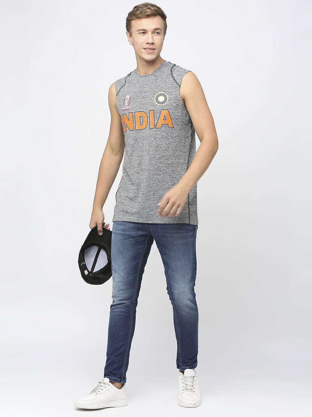 Buy Official ICC CWC-23 Men Grey Printed Round Neck: Customised With ...