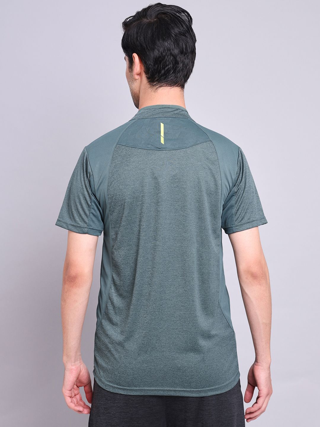 Buy Men Hunter Green Melange T-Neck Half Sleeves T-Shirts From Fancode ...