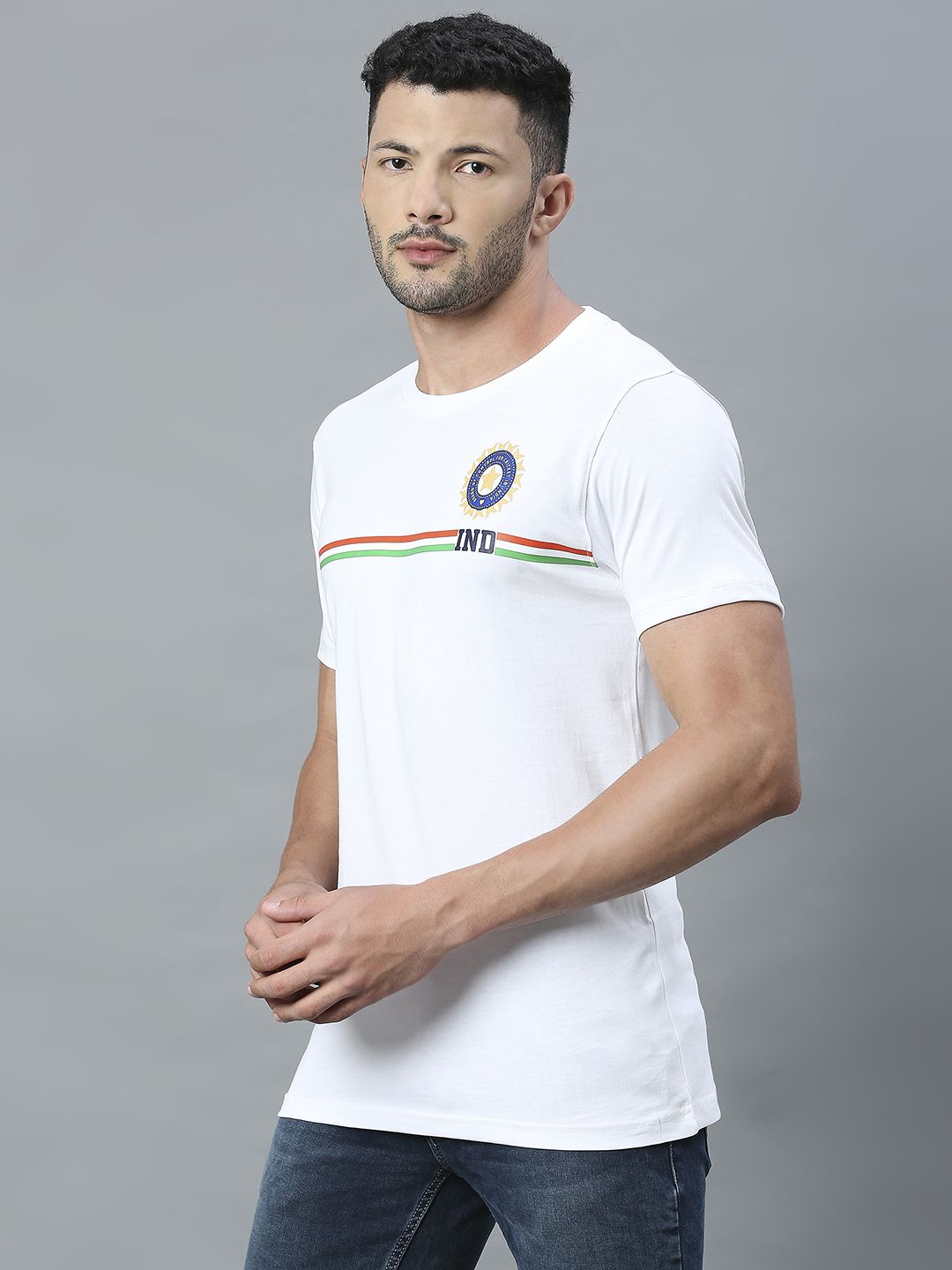 Buy Men White Brand Logo T-Shirt: Customised With Your Name By FanCode ...