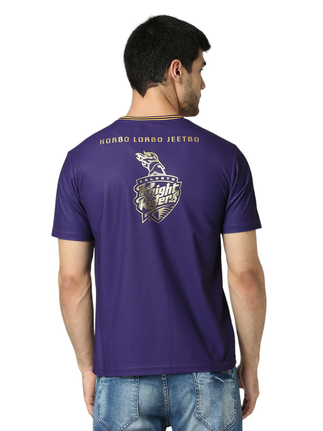 Buy KKR Champions 2024 Round Neck Purple Printed Polyester T-Shirt From ...