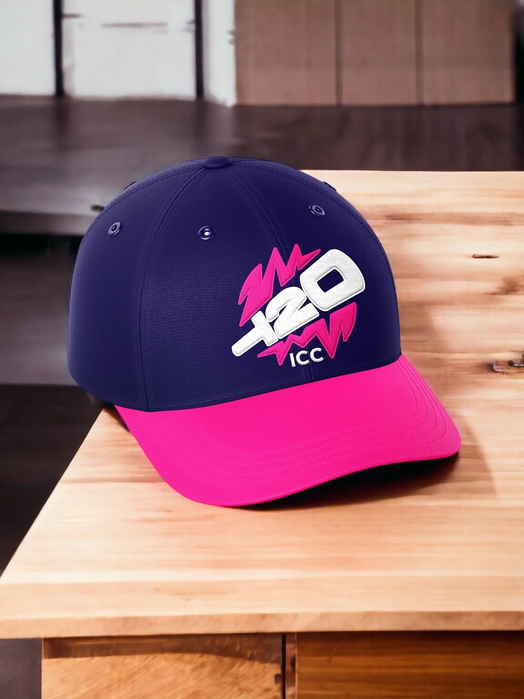 Buy ICC Men's T20 WC-24 Navy Blue and Pink Embroidered Polyester ...