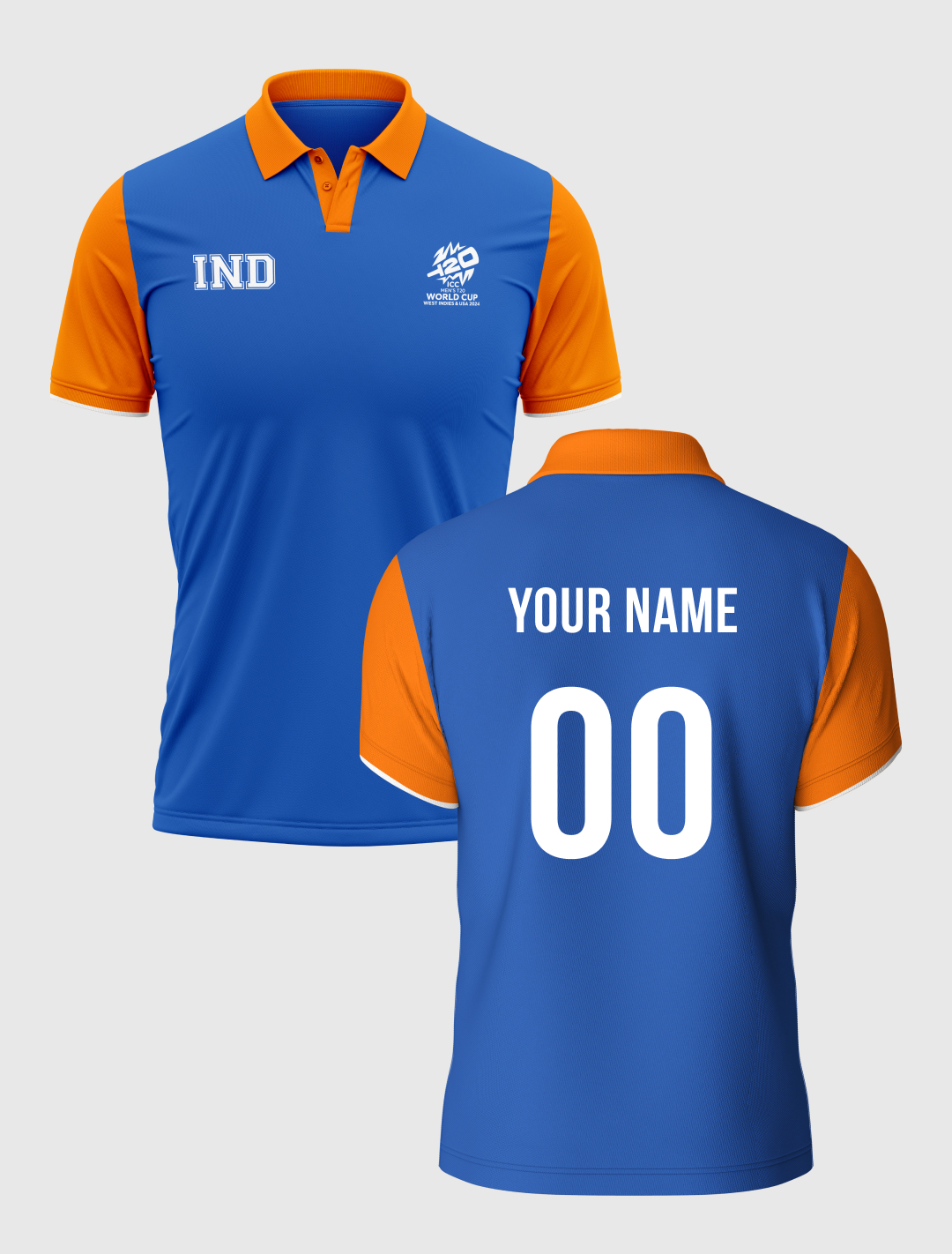 Buy ICC Men's T20 WC-24 Royal and Orange Colourblocked Half Sleeves ...