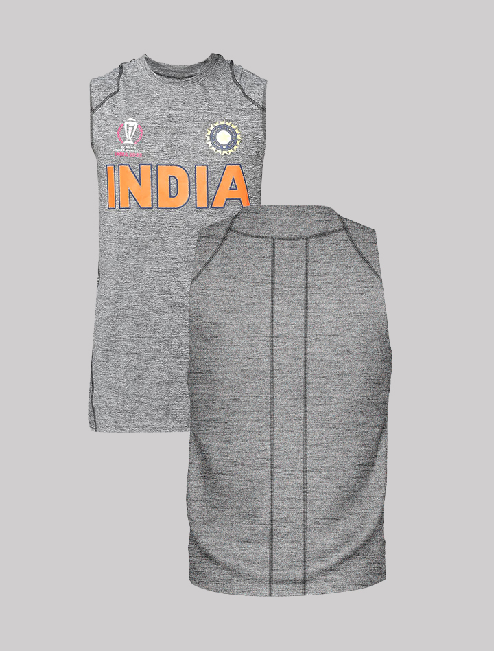 Buy Official ICC CWC-23 Men Grey Printed Round Neck: Customised With ...