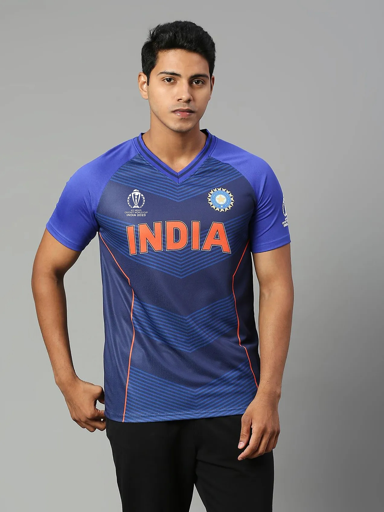 Buy Official ICC CWC-23 Team India Navy Blue T-Shirt, Cap and Notebook ...
