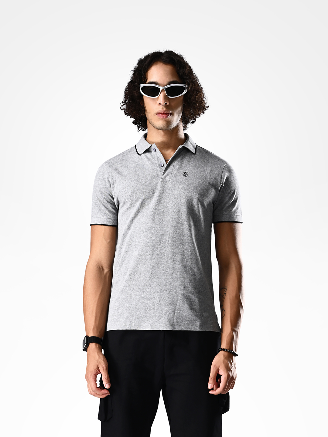 Buy SUPA Sustainable Core Grey Melange Polo Online From Supa.