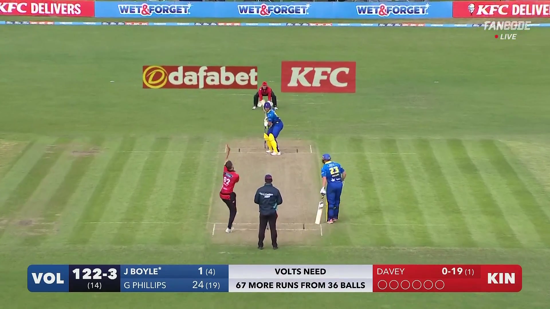 Wicket! Easy Take For Bowes In Deep To Sent J Boyle Back