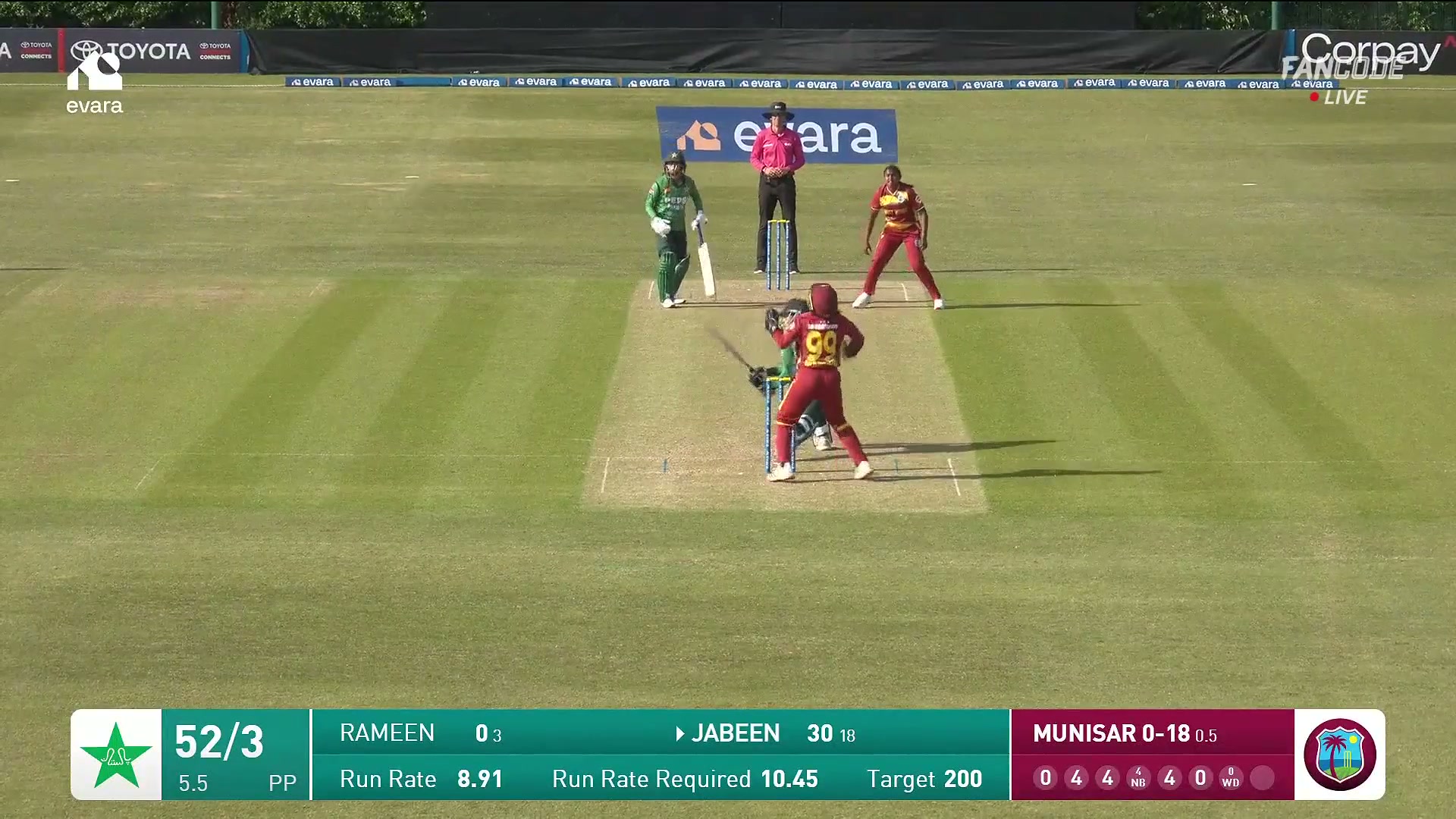 Wicket! Jabeen Miscues It At Short Fine Leg, Munisar Strikes
