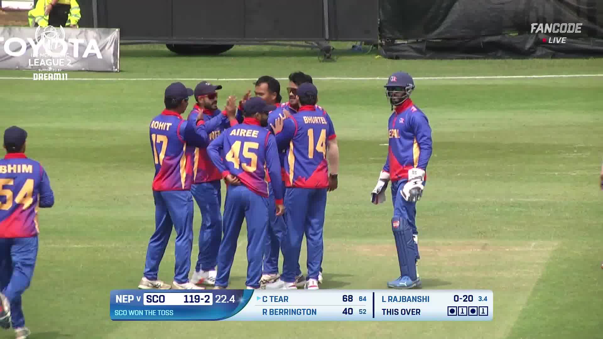 Wicket! Charlie Tear Fails To Put Bat On Ball And It Hits The Pole