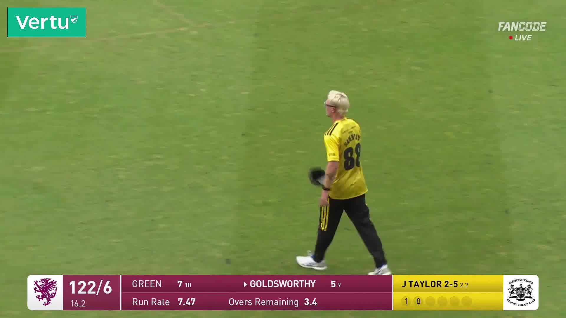 Wicket! Jack Taylor Gets His Third As He Sends Back Lewis Goldsworthy