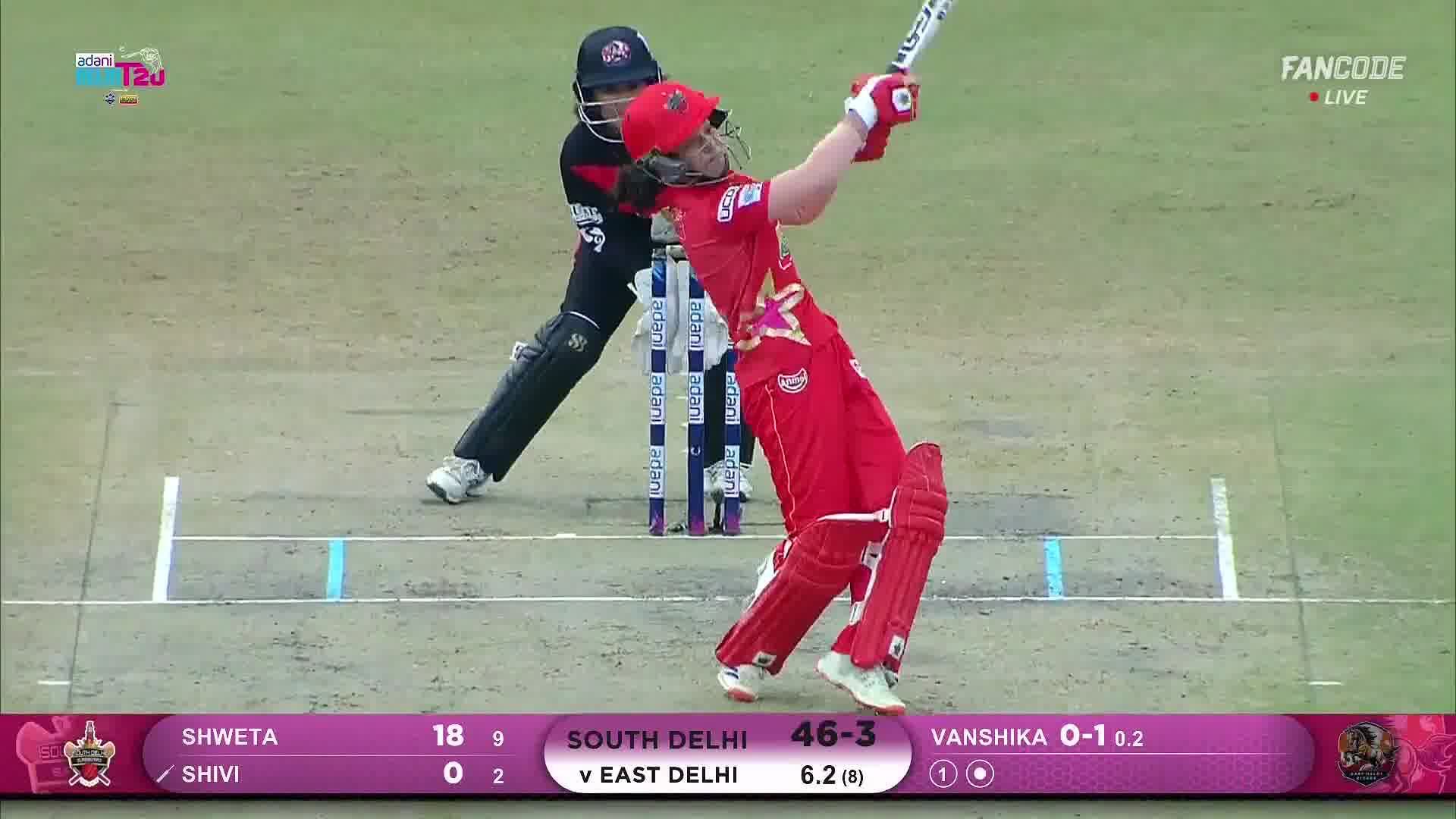 Six! Shivi Sharma Uses The Full Toss And Hits It Over Mid Wicket