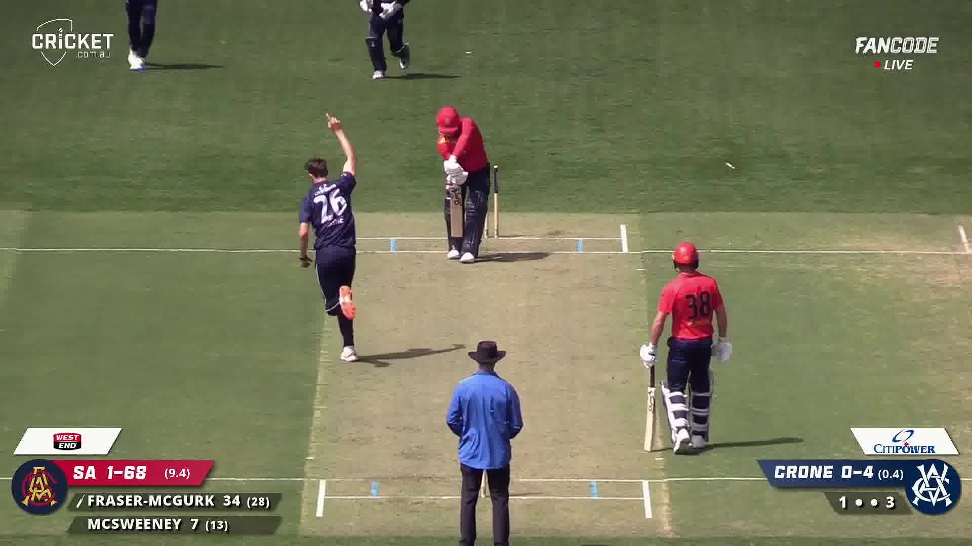 Wicket! Jake Fraser-McGurk Bowled Cleanly By Xavier Crone, Stumps Shattered