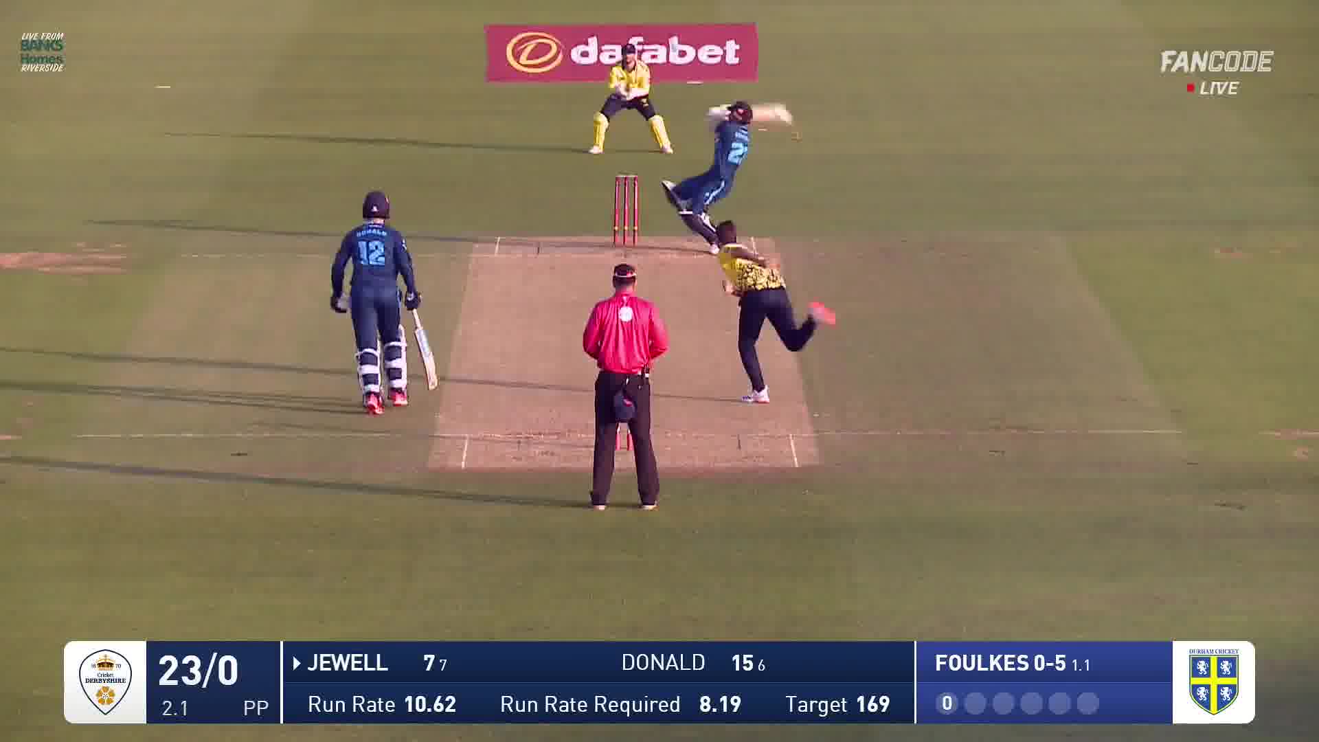 Six! Caleb Jewell Sweeps It Over Fine Leg For A Maximum
