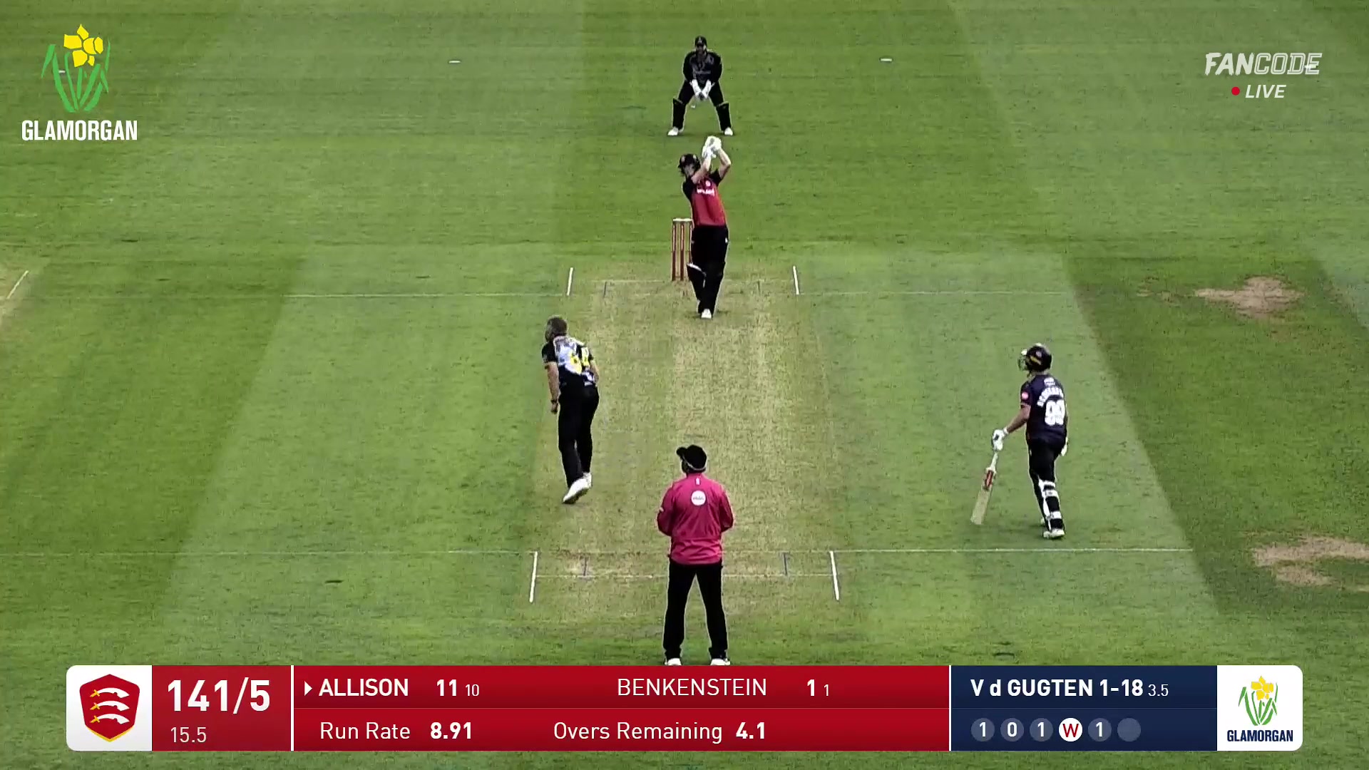 Six! Charlie Allison Sends That Over Mid Off For A Biggie