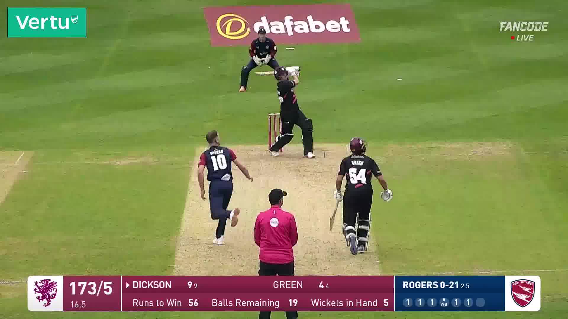 Six! Dickson Pulls The Short Ball Over The Ropes