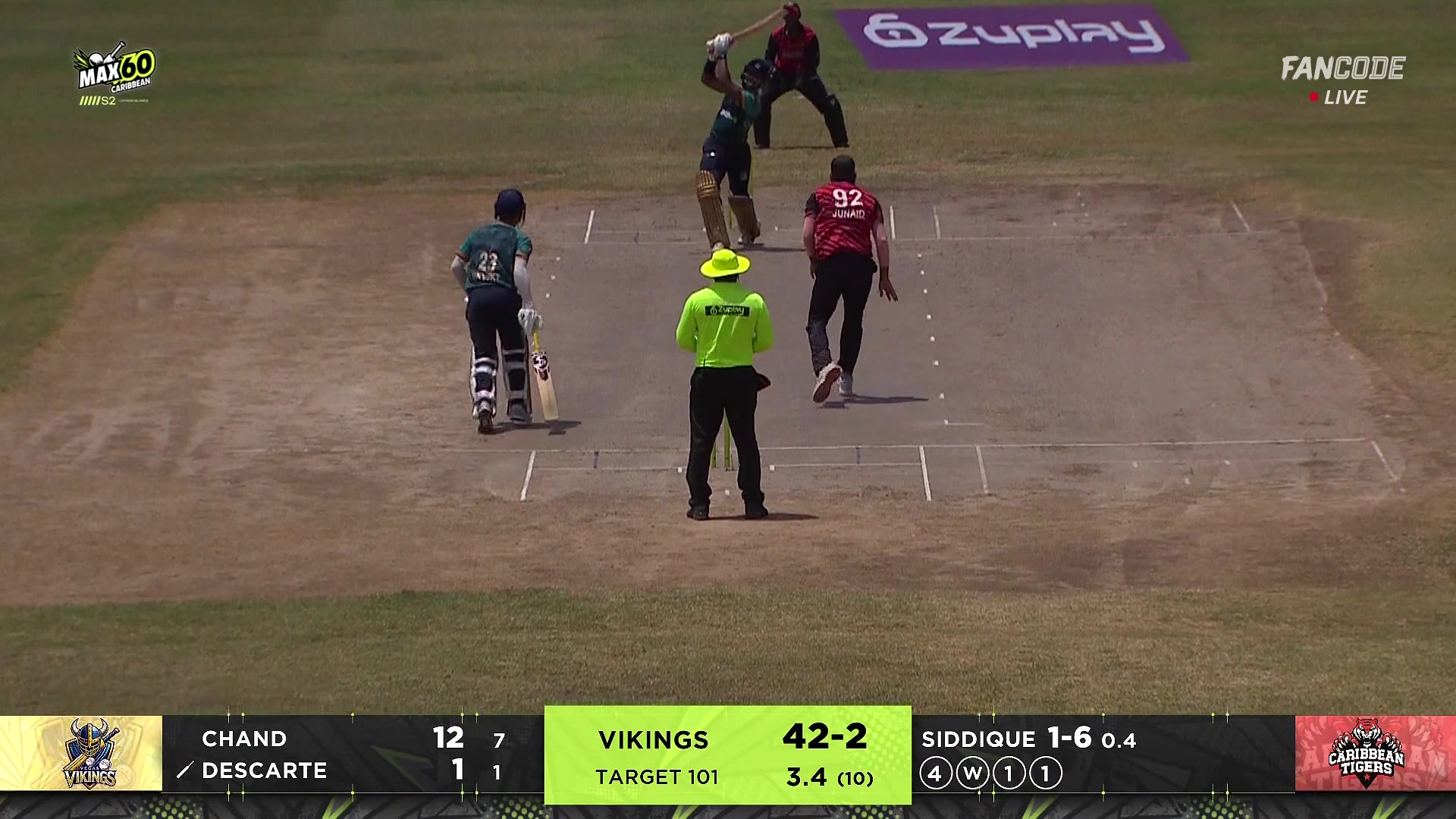 Six! Shadrack Descarte Stands Tall And Launches It Over Mid On For A ...