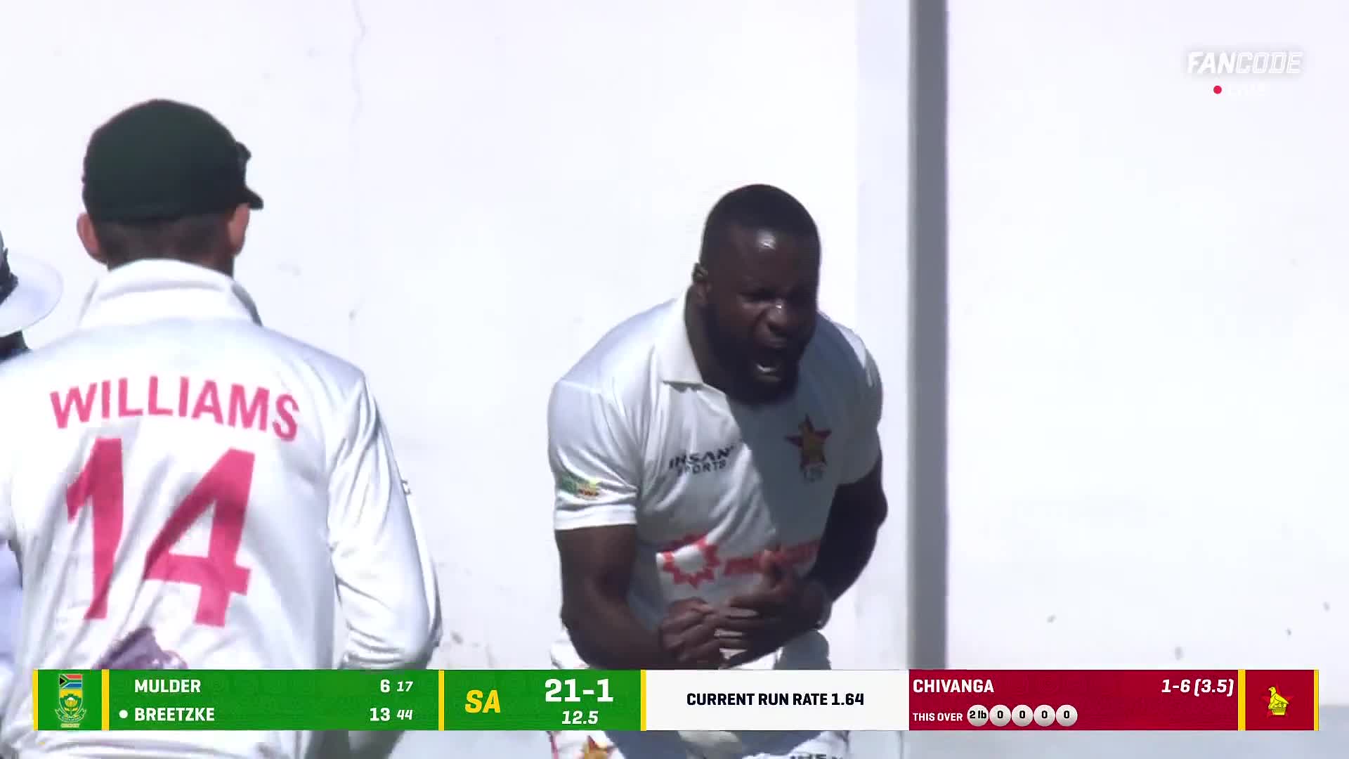 Wicket! Chivanga Strikes Again As Breetzke Nicks To Bennett At Third Slip