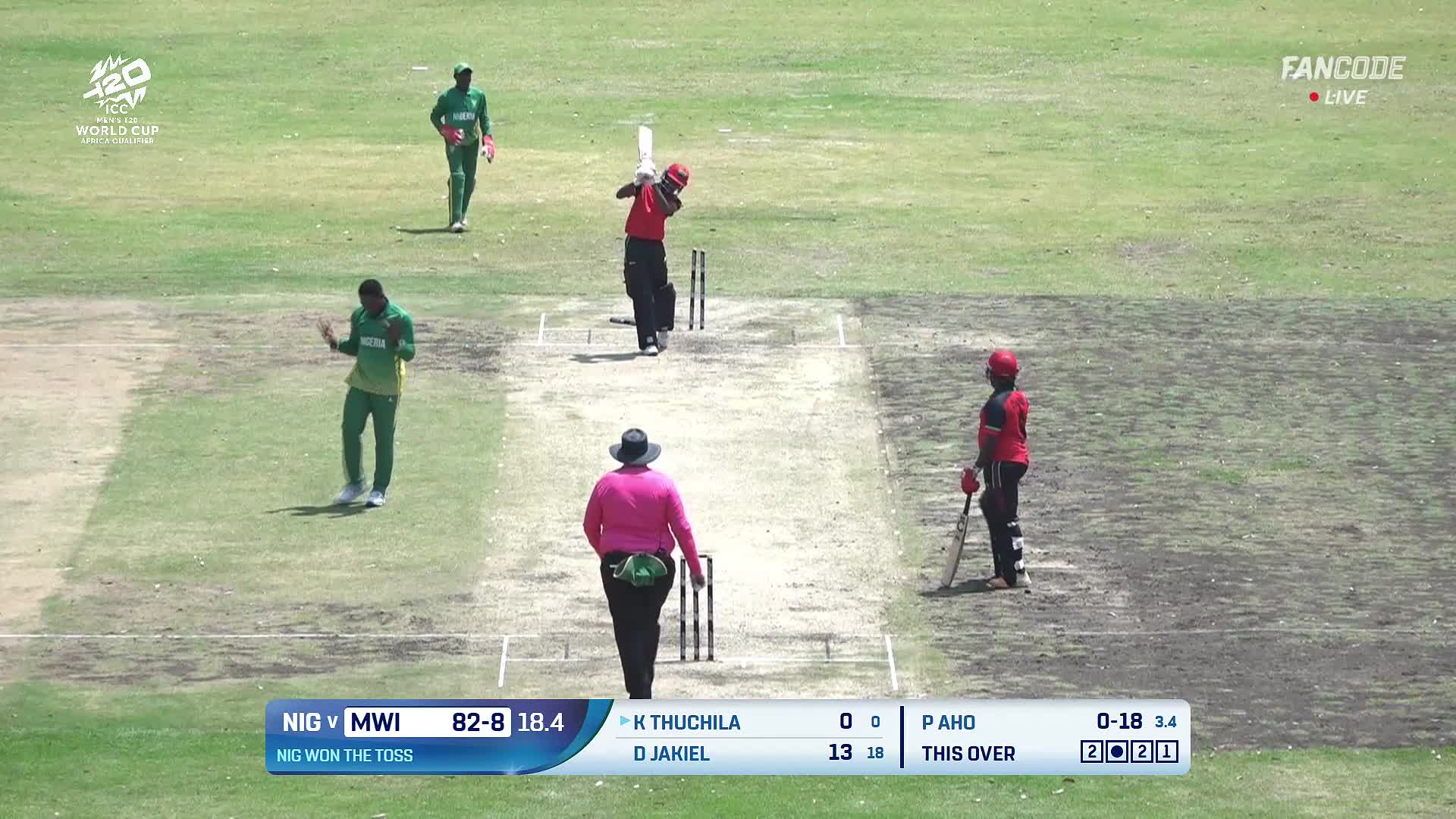 Wicket! Kelvin Thuchila Clean Bowled By Peter Aho Without Scoring