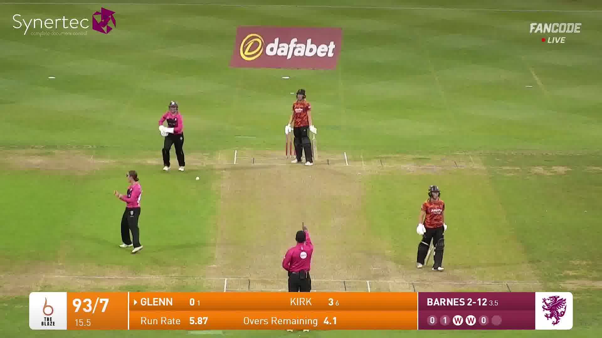 Wicket! Edged And Into The Hands Of Rebecca Odgers, Sarah Glenn Departs