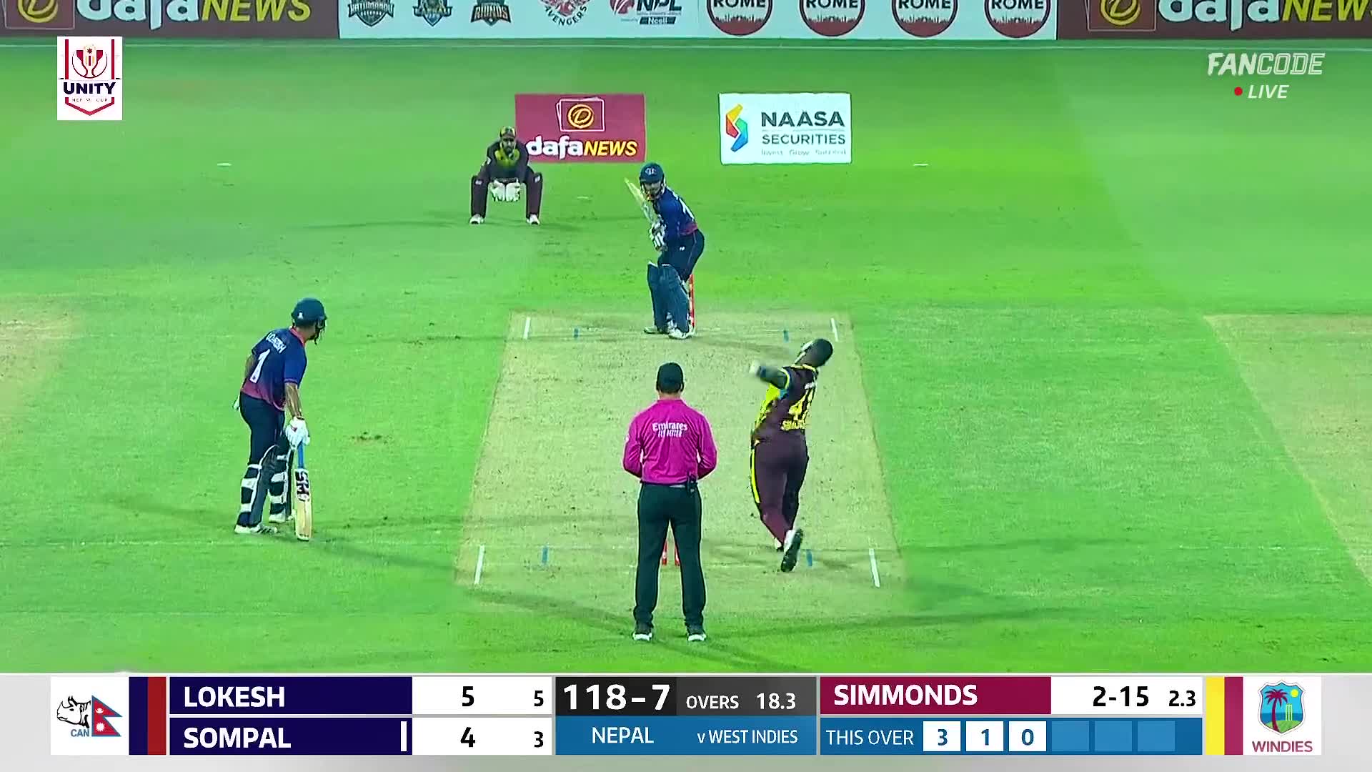 Wicket! Ramon Simmonds Traps Sompal Kami Plumb In Front With A Perfect ...
