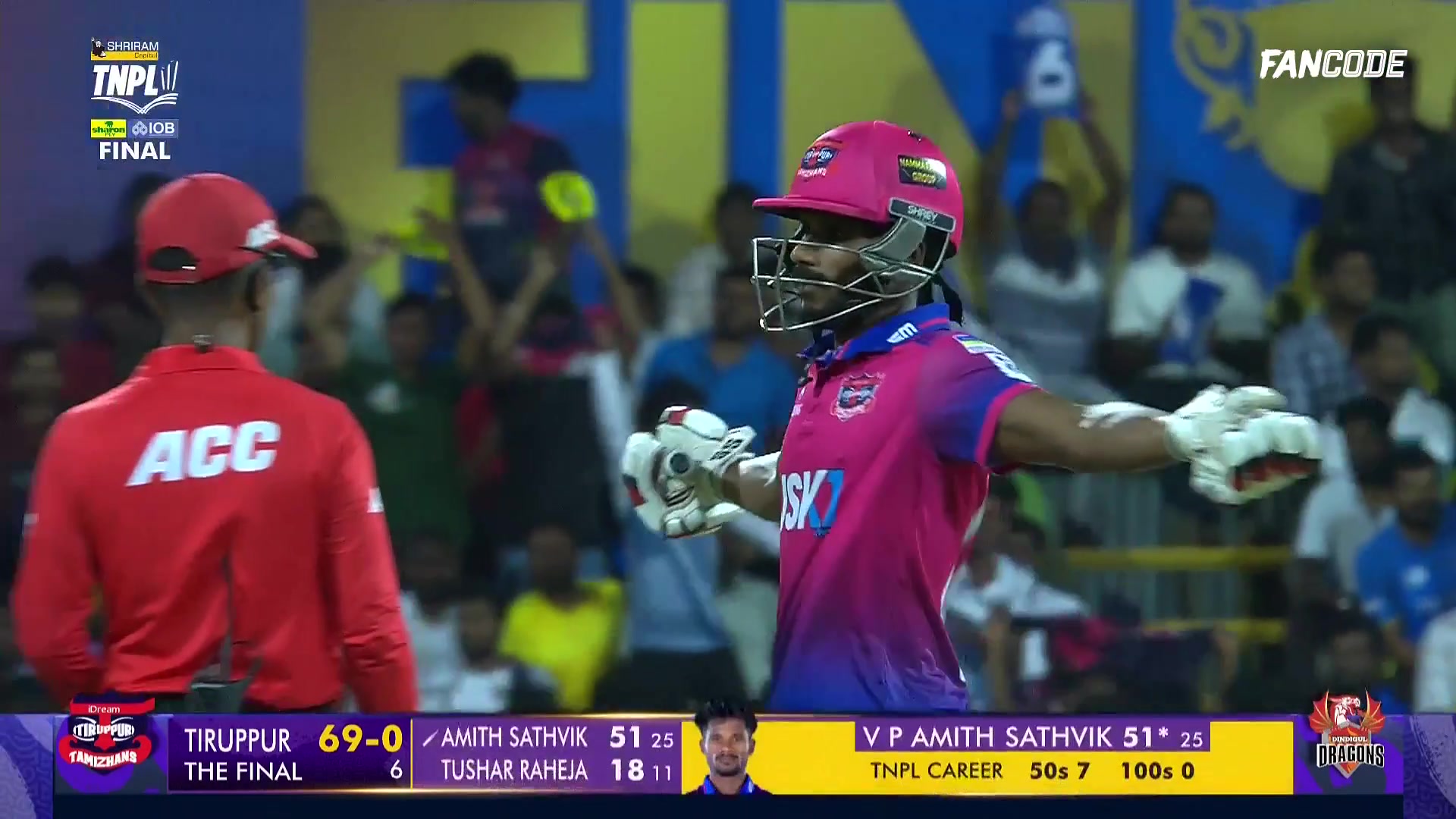 Fifty! Amith Sathvik Brings Up His Half Century With A Boundary