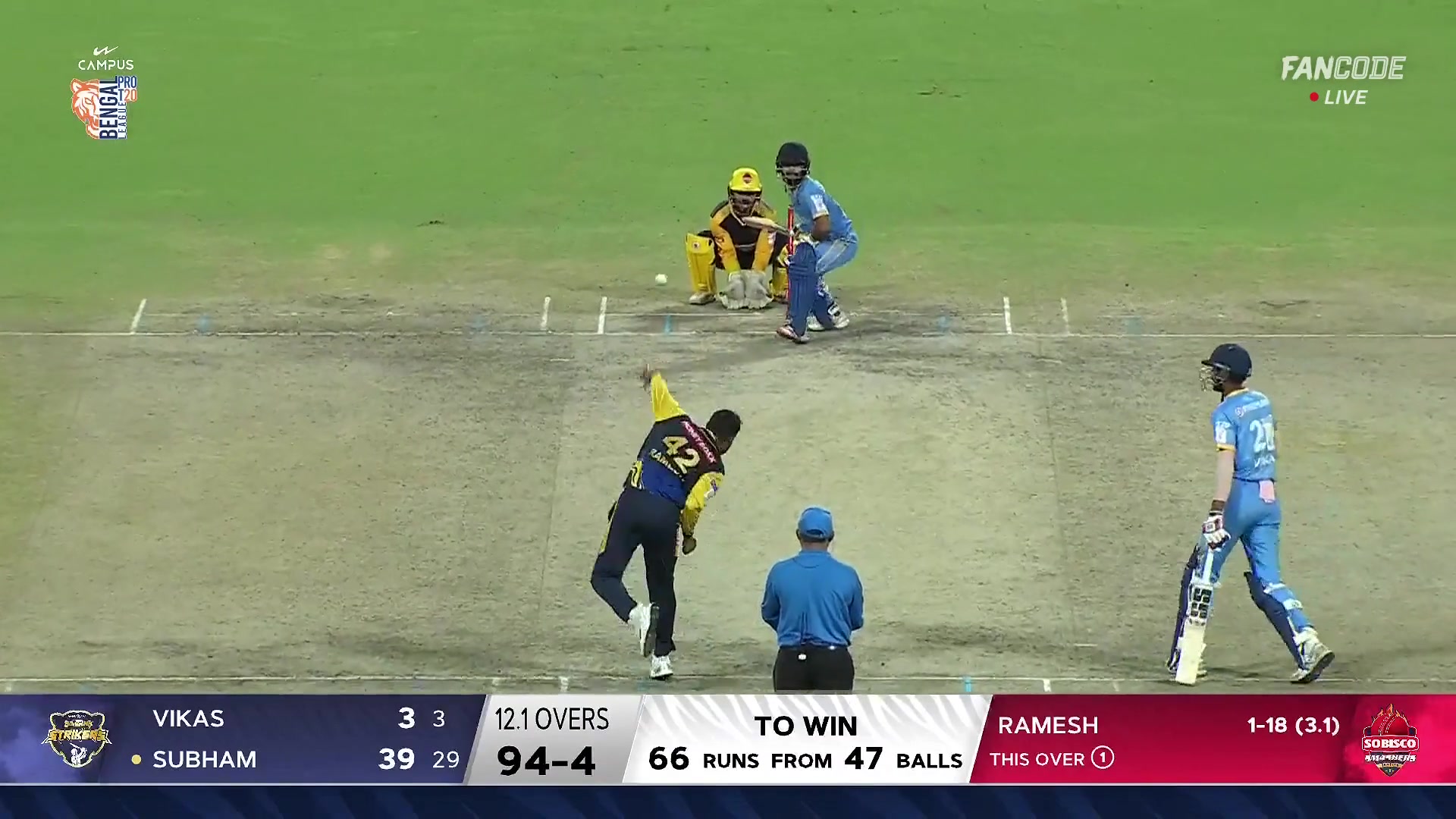 Six! Subham Chatterjee Comes Down The Track And Hits Over Long-On