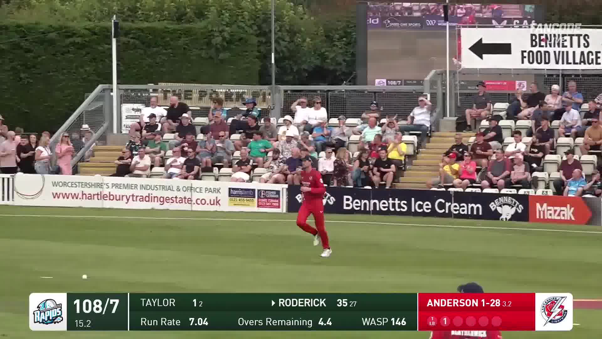 Wicket! Turner Takes A Comfortable Catch To Dismiss Roderick