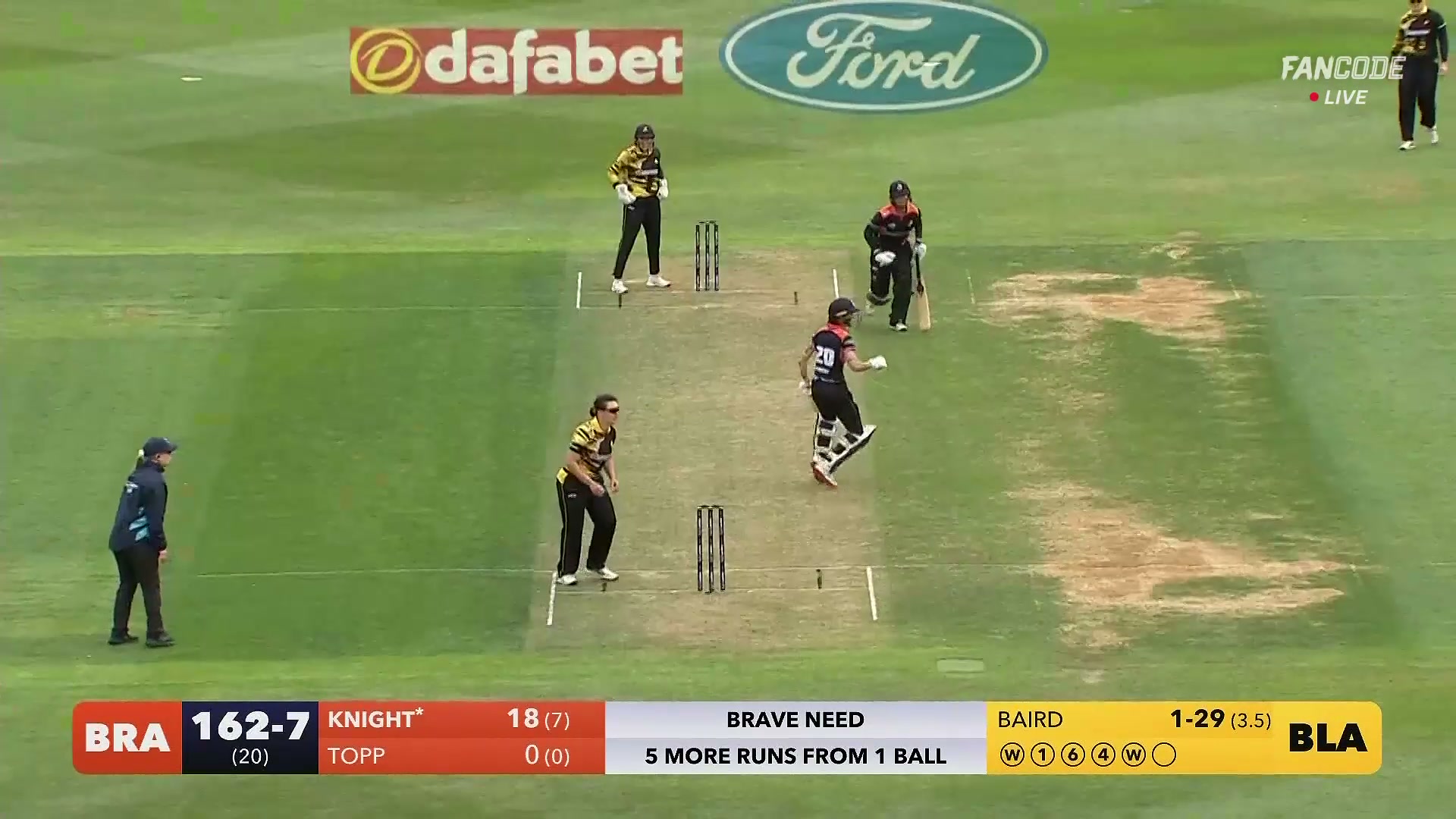 Wicket! Final Delivery Run Out Ends Kayley Knight Innings
