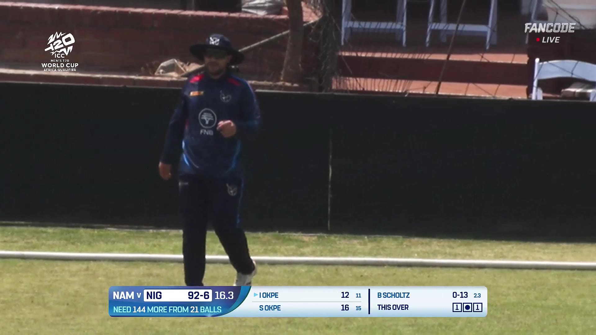 Wicket! Isaac Okpe Hits High But Not Long Enough, Jan Nicol Loftie ...