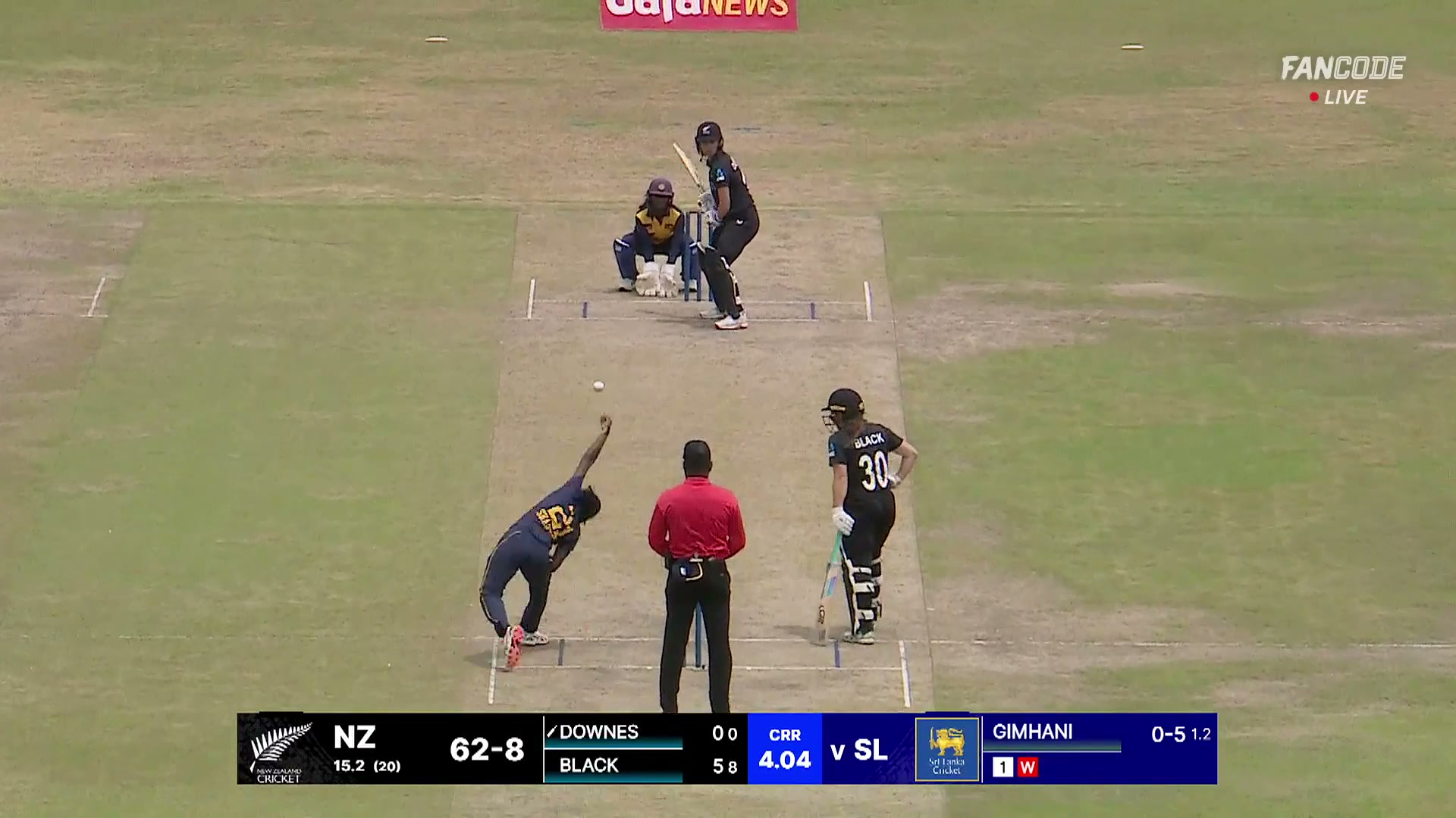 Wicket! Marama Downes Is Clean Bowled As Shashini Gimhani Hits The ...