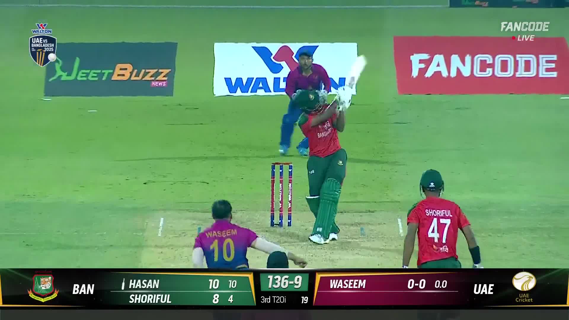 Six! Hasan Mahmud Swings His Bat Across And Sends It Over Long Stop