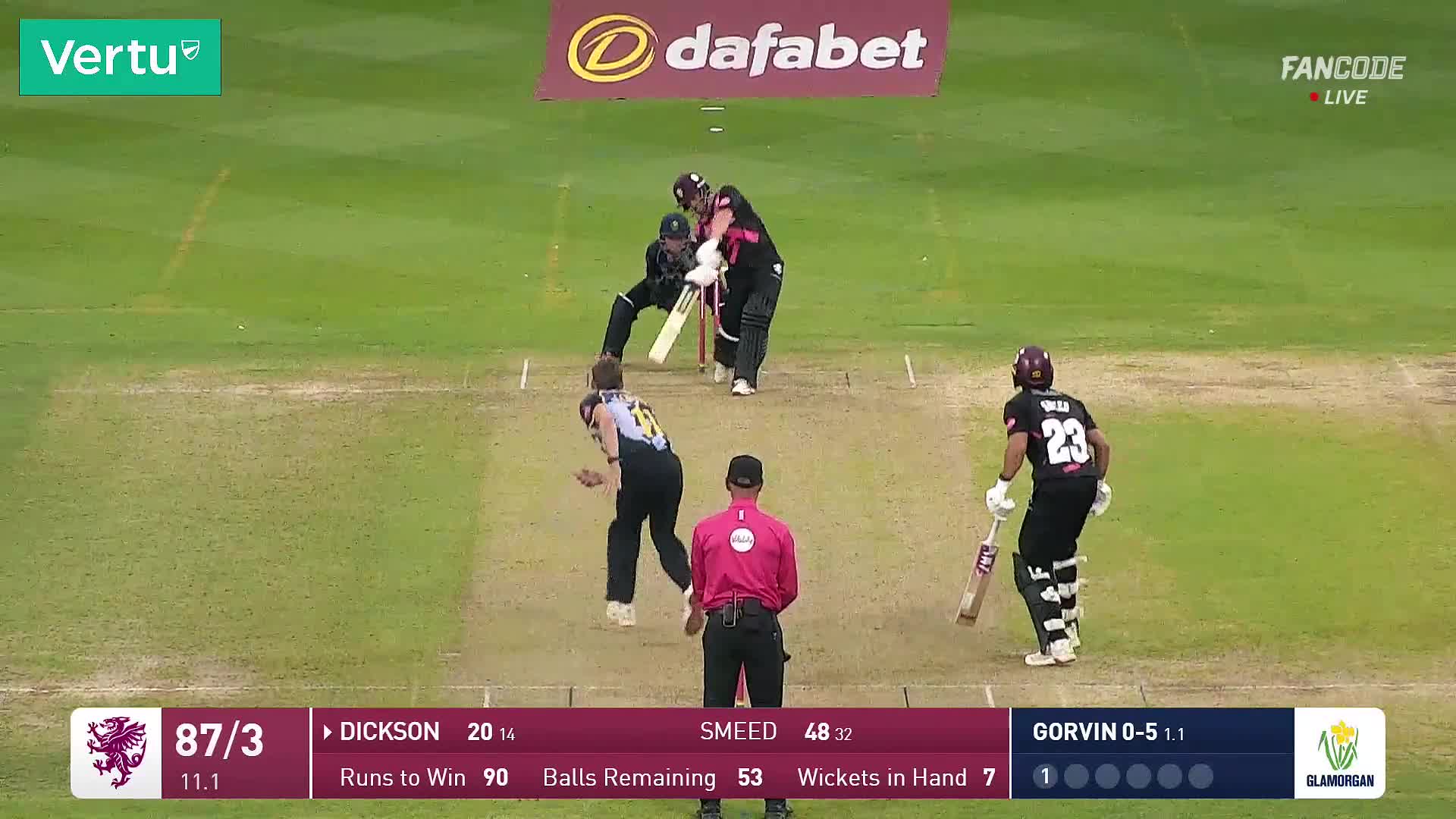 Six! Sean Dickson Unleashes! Sends a Powerful Six Over Mid-Wicket