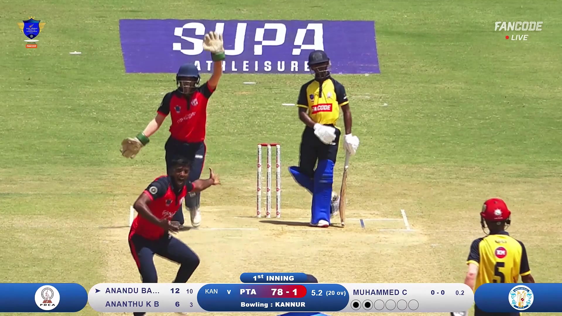 Wicket! Nazeel Traps Anandu In Front, Nazeel Strikes