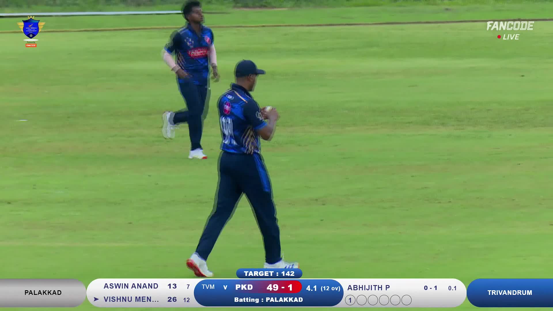 Wicket! Krishna Devan Takes A Simple Catch, Vishnu Menon Departs