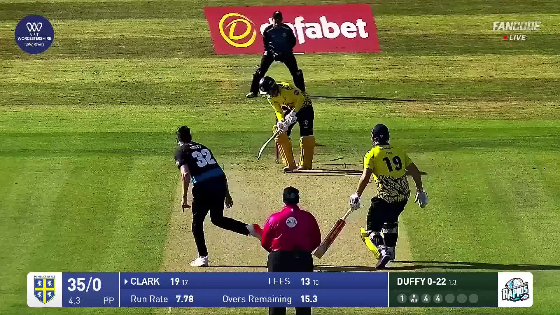 Wicket! Jacob Duffy's Roaring Yorker Passes Graham Clark Hitting The Stumps