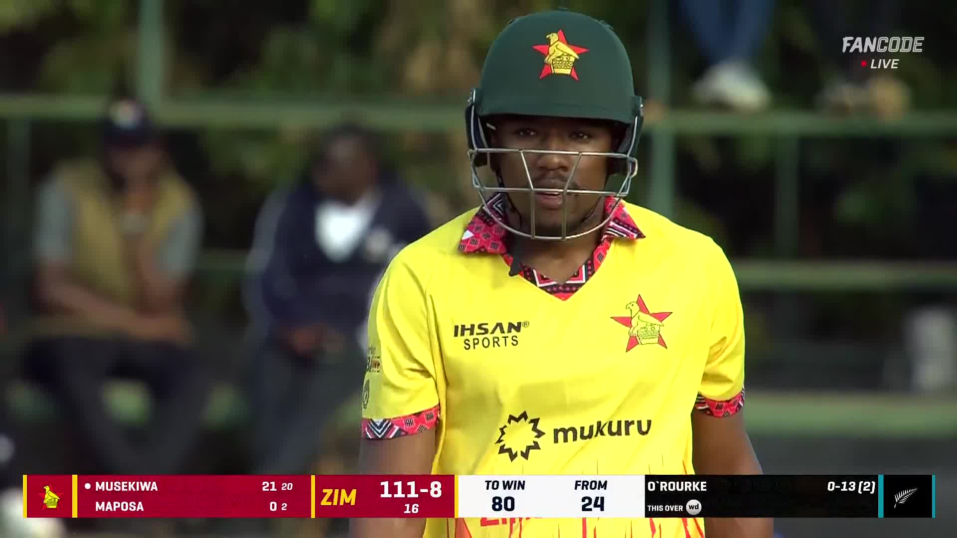 Wicket! Michael Bracewell Takes A Simple Catch, Tashinga Musekiwa Departs