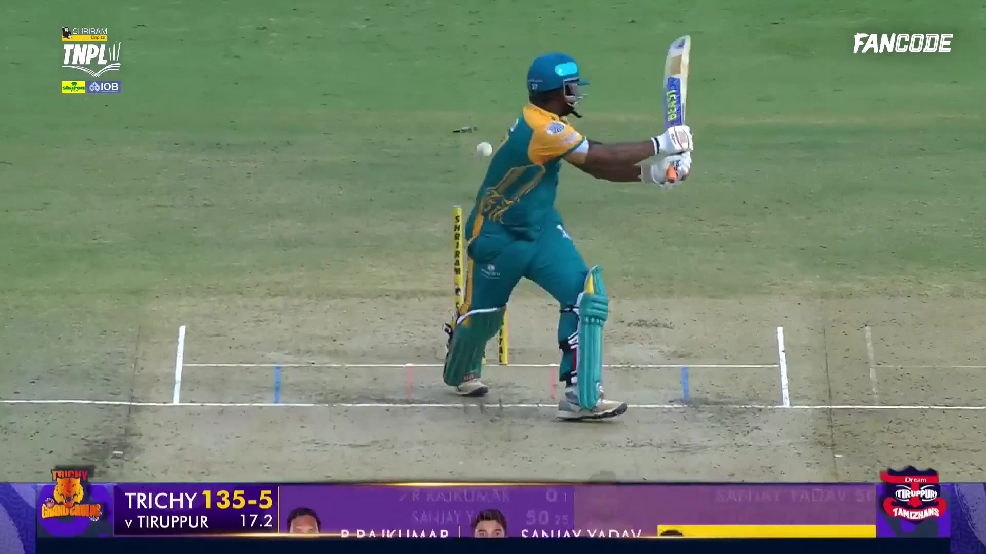 Wicket! R Rajkumar Goes For A Shot But Chopped It Into The Stumps