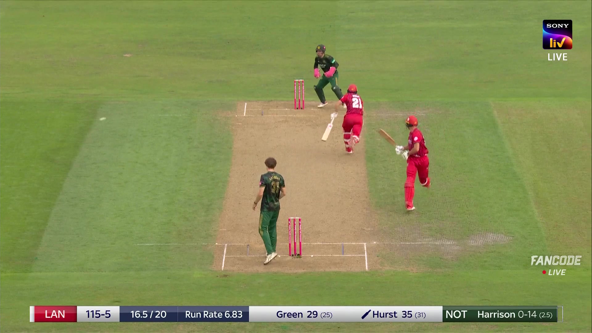 Wicket! Matthew Hurst Falls Short Of Crease And Gets Run Out