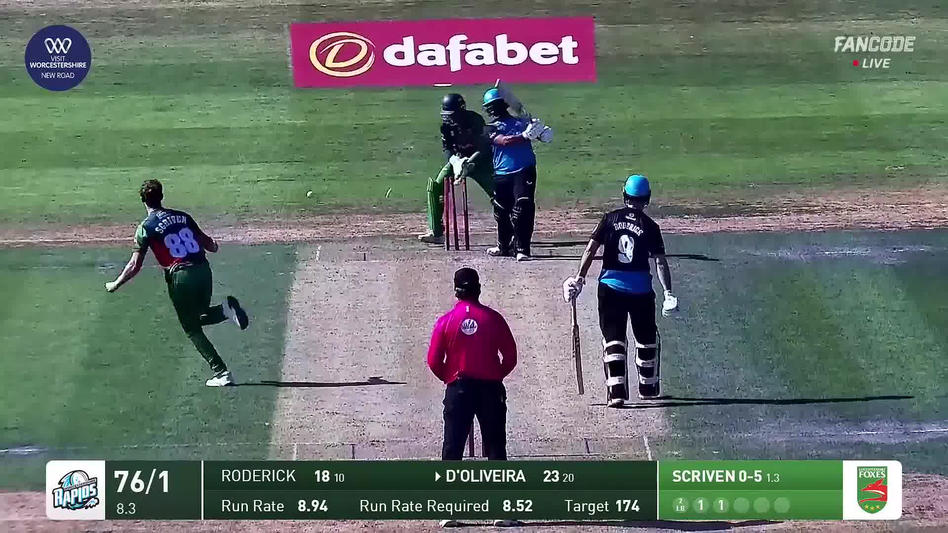 Wicket! Tom Scriven Gets The Better Of Brett D'Oliveira