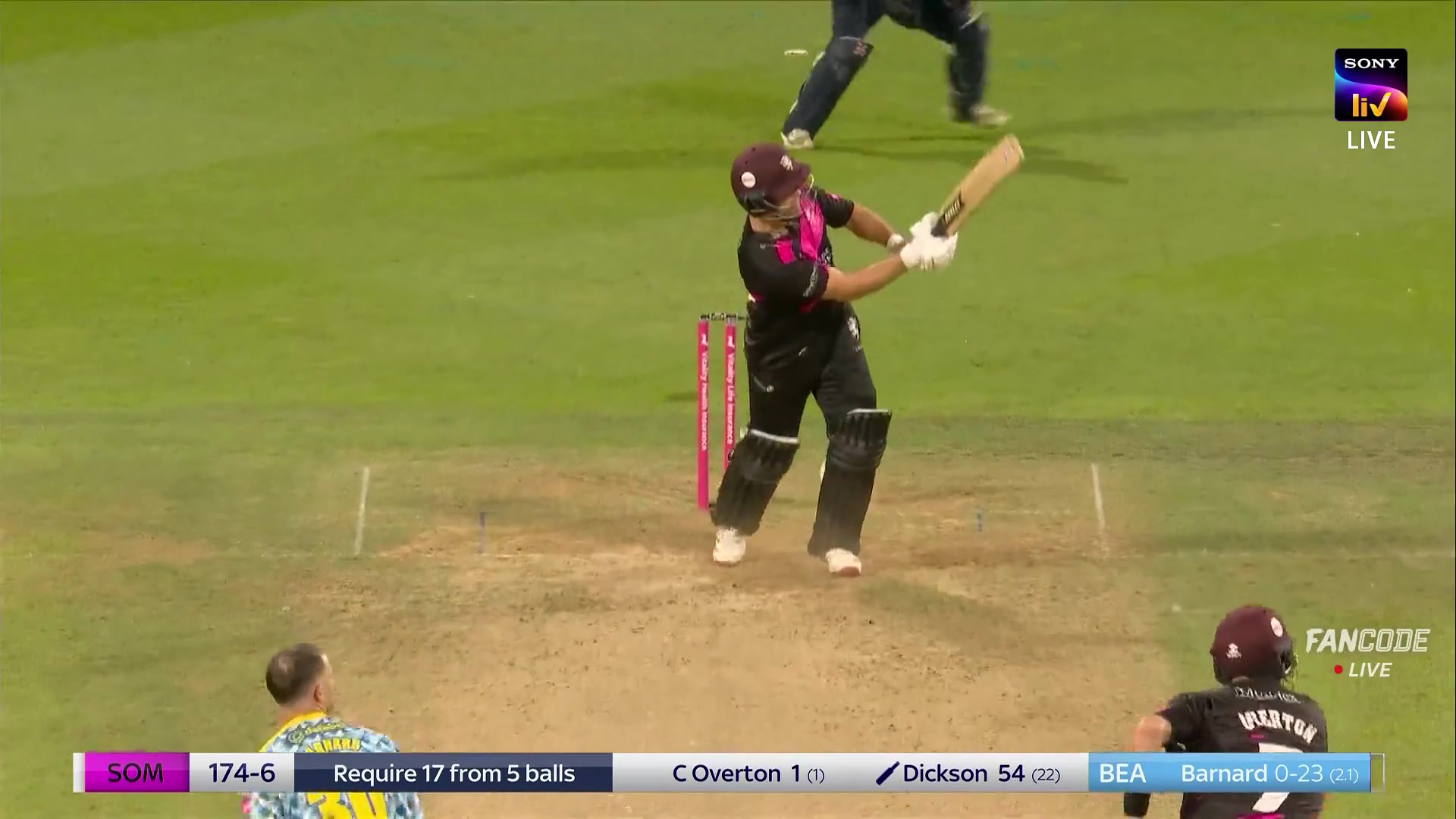 Six! Sean Dickson Hoisted Mightily Over Deep Square Leg For A Maximum