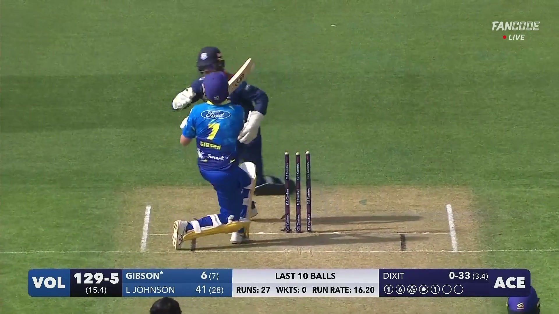 Wicket! Perfect Line and Length as Dixit Bowled Jake Gibson Cleanly