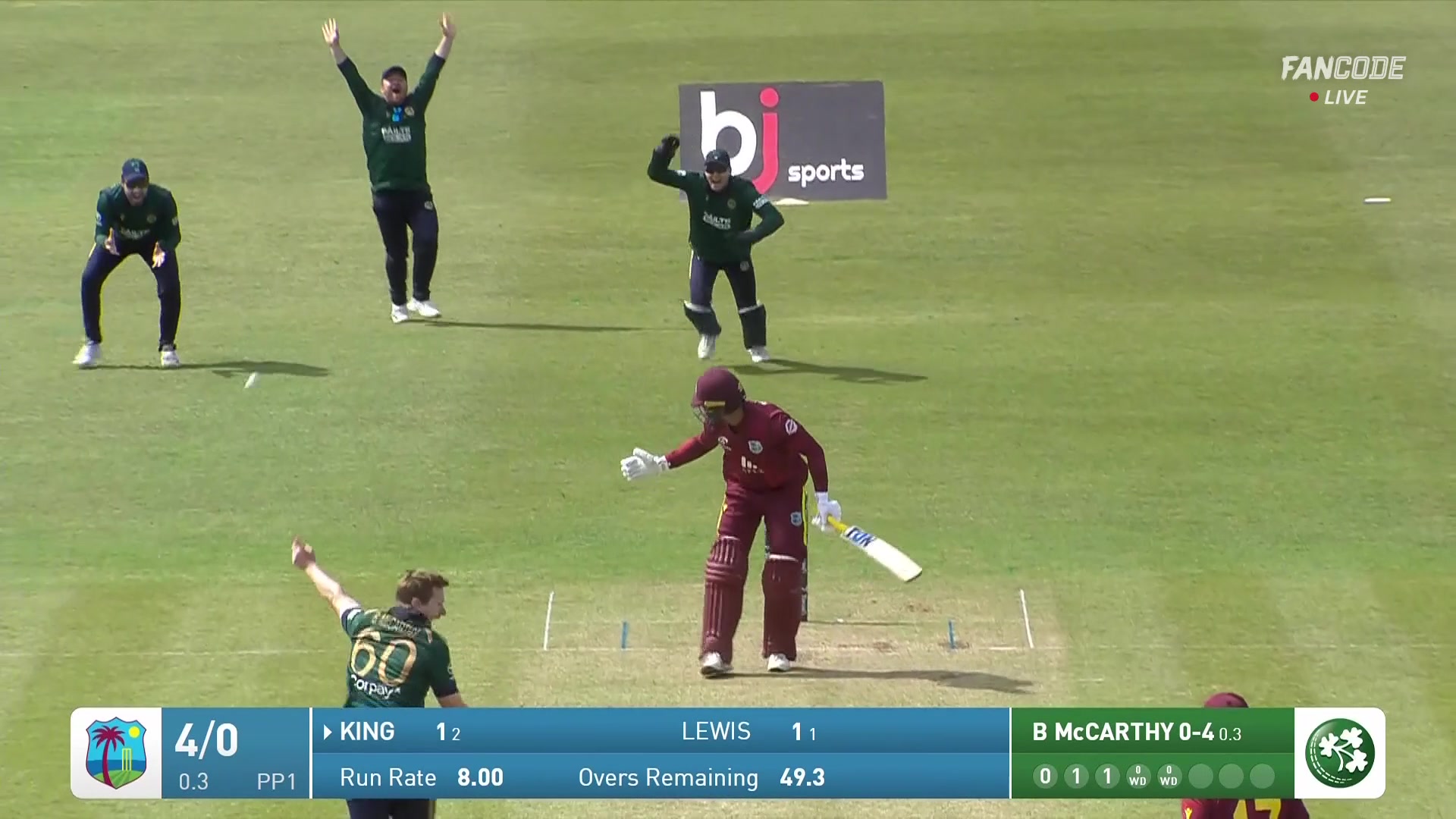 Wicket! Barry McCarthy Strikes Early For Ireland, Brandon King Departs